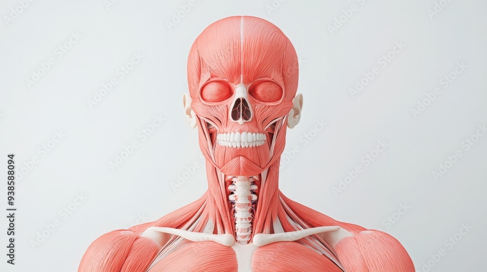 Anatomical diagram showing muscle groups involved in breathing, with ...