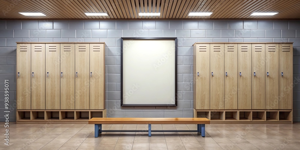 Empty frame hanging in a locker room interior, locker room, interior ...