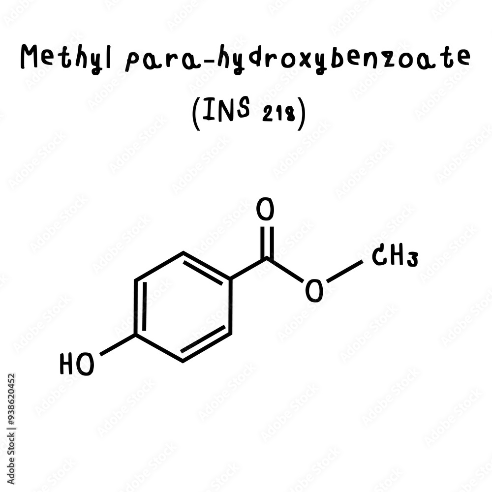 chemical structure of Methyl para-hydroxybenzoate illustration Stock ...