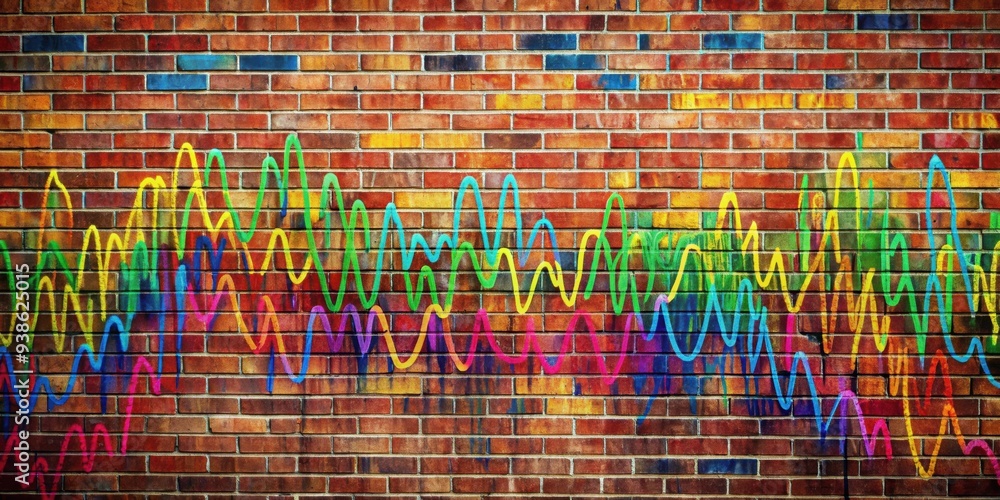 Colorful graffiti lines on brick wall, background, graffiti, vibrant ...