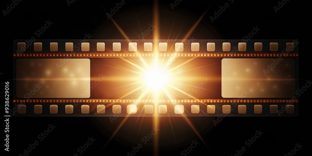 8mm film texture with light leak flare on black backdrop, vintage ...