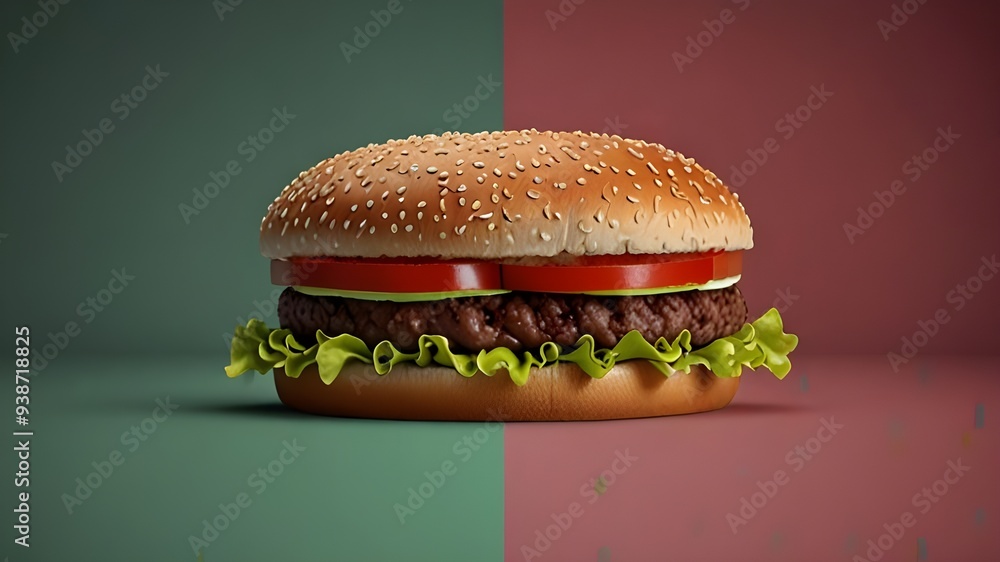 Image split in half, hamburger and apple. Healthy vs unhealthy food ...