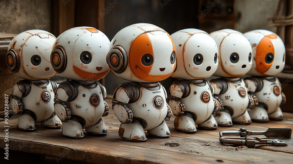 Collection of 15 Stickers Featuring a Cute Robot in Various Movements ...