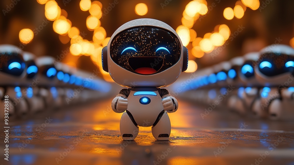 Collection of 15 Stickers Featuring a Cute Robot in Various Movements ...