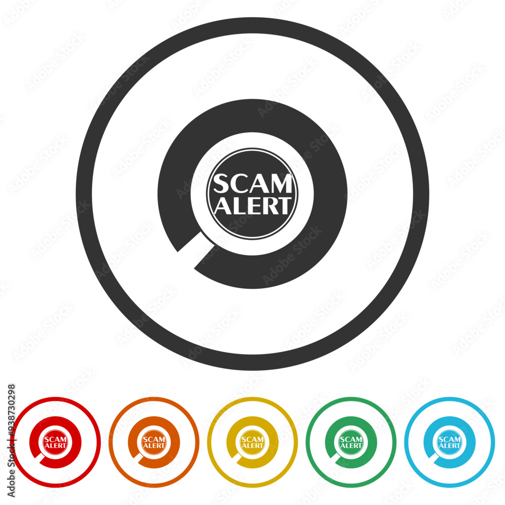 Scam alert icon. Set icons in color circle buttons Stock Vector | Adobe ...