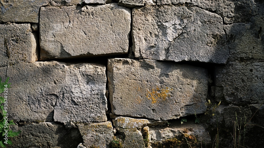 Stone Slab with Cracks on Castle Wall. A Detailed View of a Weathered ...