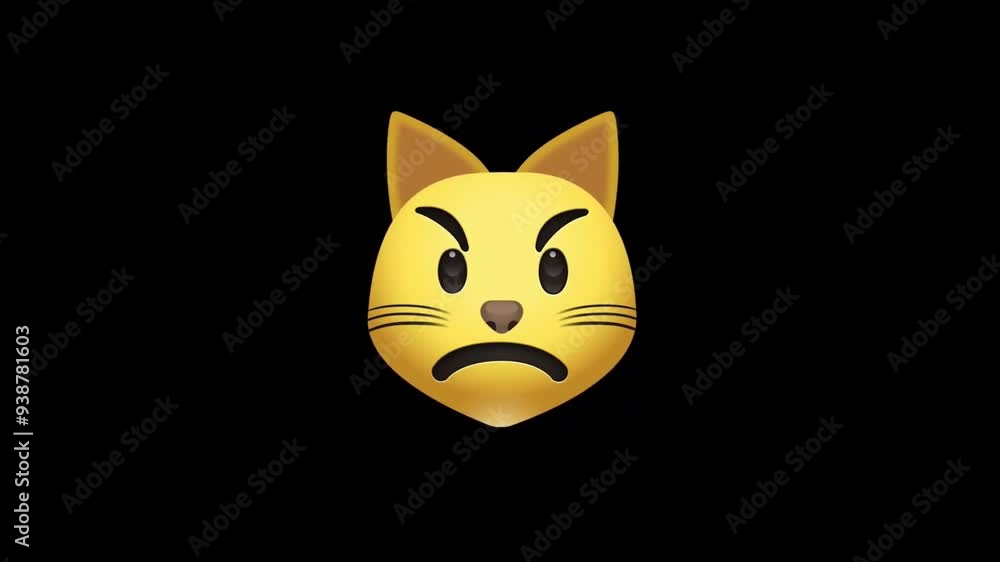 Pouting Cat Face Animated 3D Emoji. Alpha channel, transparent ...