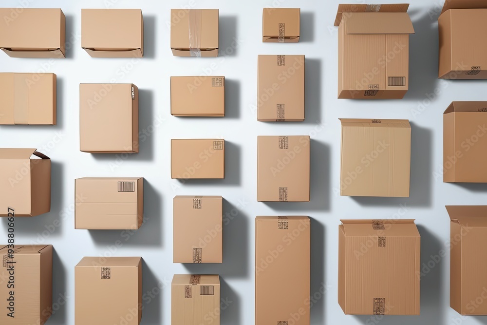 Cardboard Boxes and Parcels in Various Positions for Packaging Isolated ...