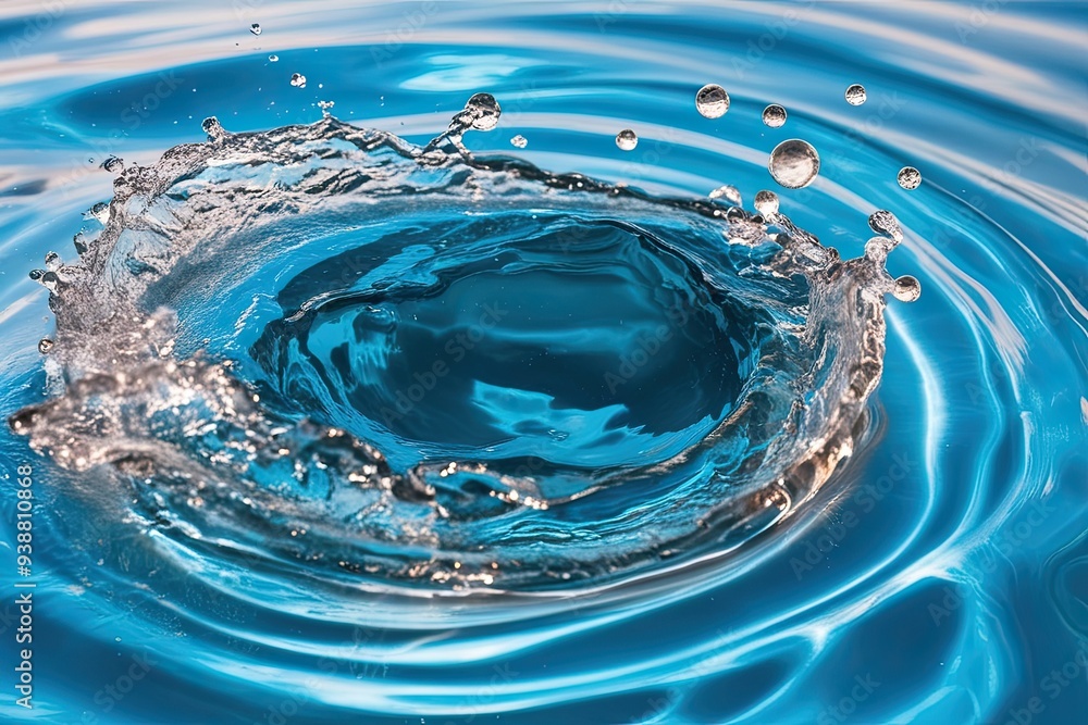 Serene Ocean Blue Water Ripples With Crystal Clear Surface Beads Stock ...