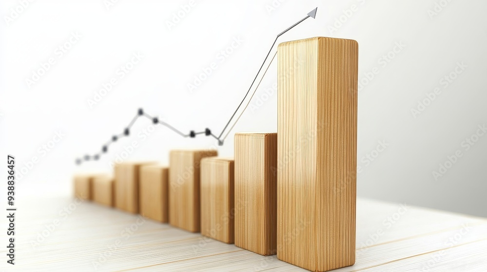 The asset features a wooden block graph with arrows indicating an ...