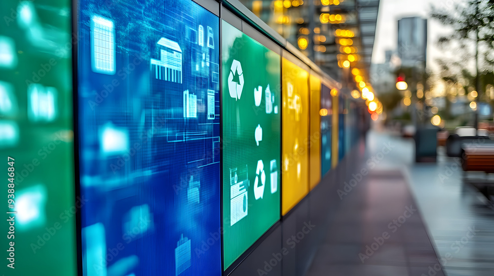 Innovative smart waste management system display showing optimized ...