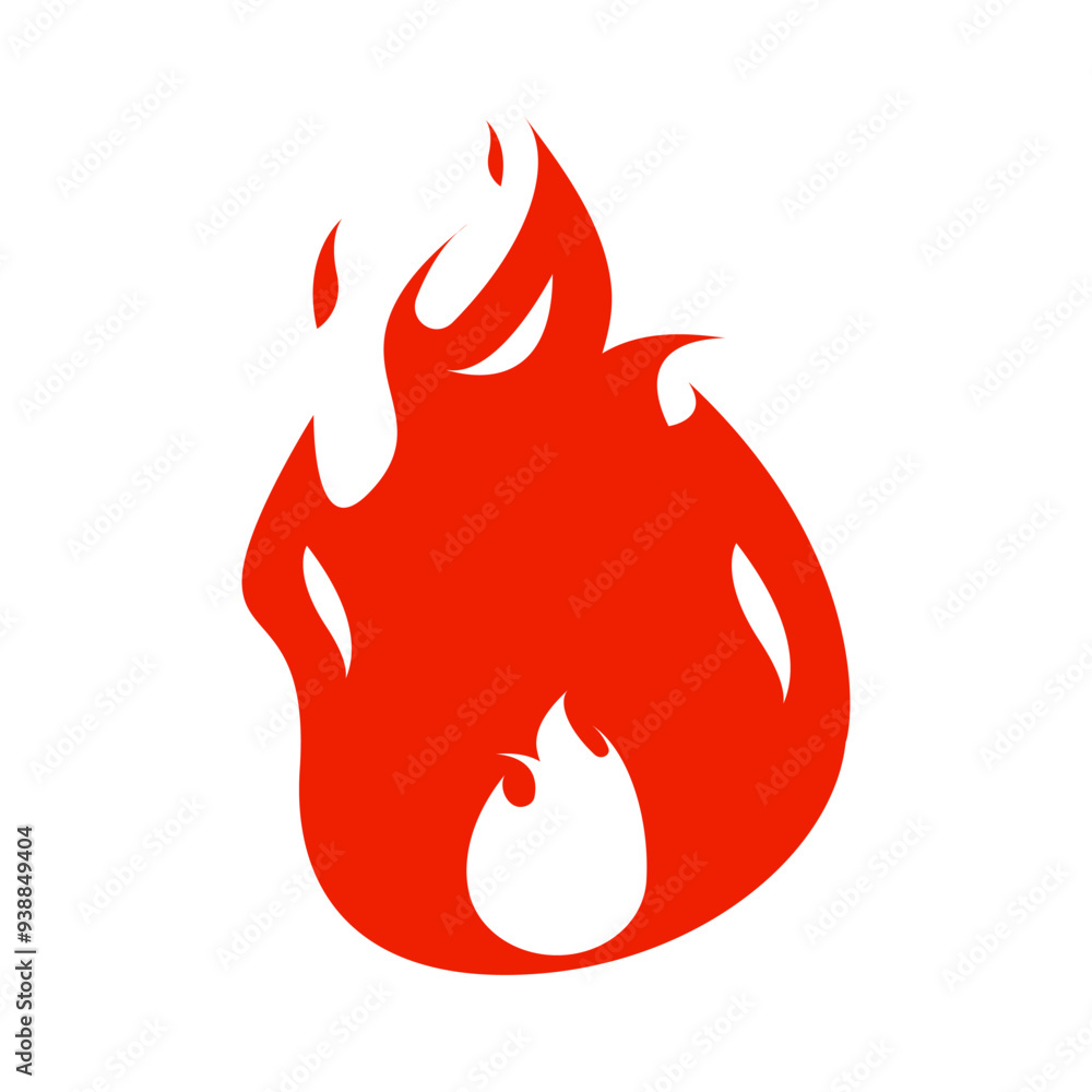 Icon Flat flame. Fire fireball red hot campfire yellow heat wildfire ...