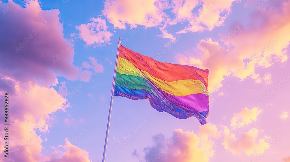 Pride flag with genderfluid and non-binary colors flying high ...
