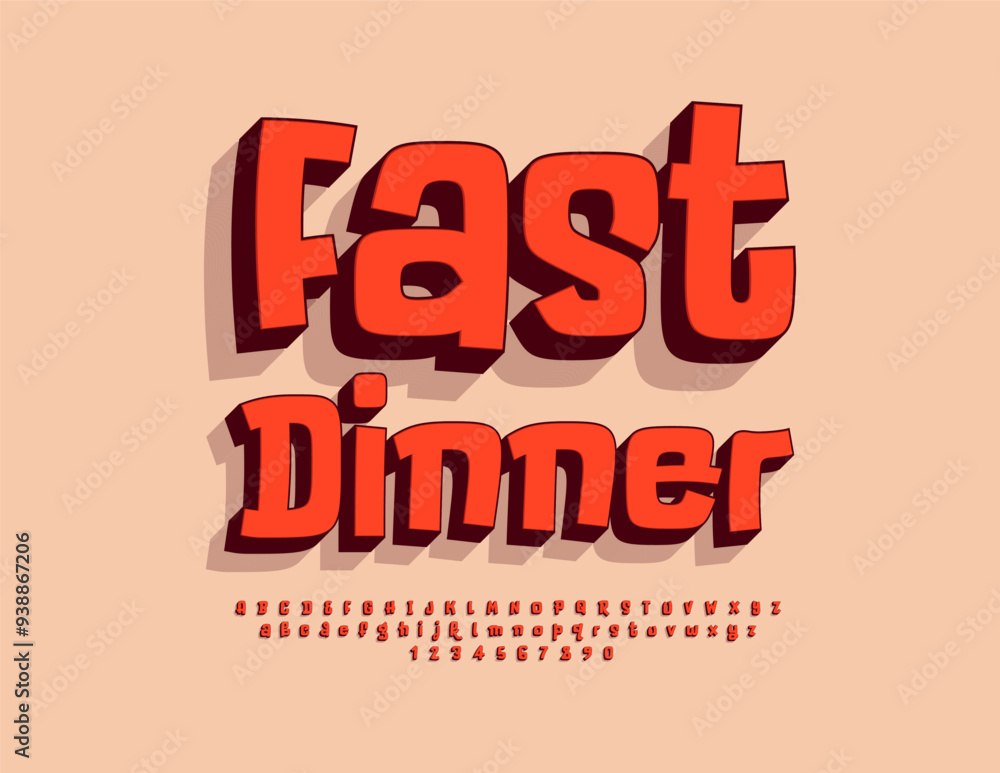 Vector advertising sign Fast Dinner. Bright artistic Font. Handwritten ...