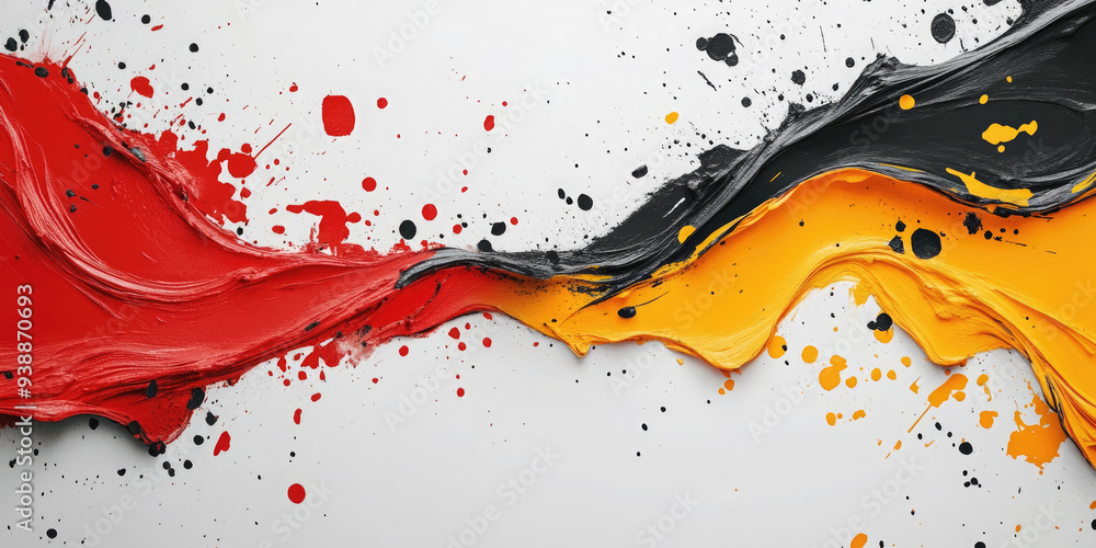 Abstract colorful oil painting forming german flag with dynamic curves ...
