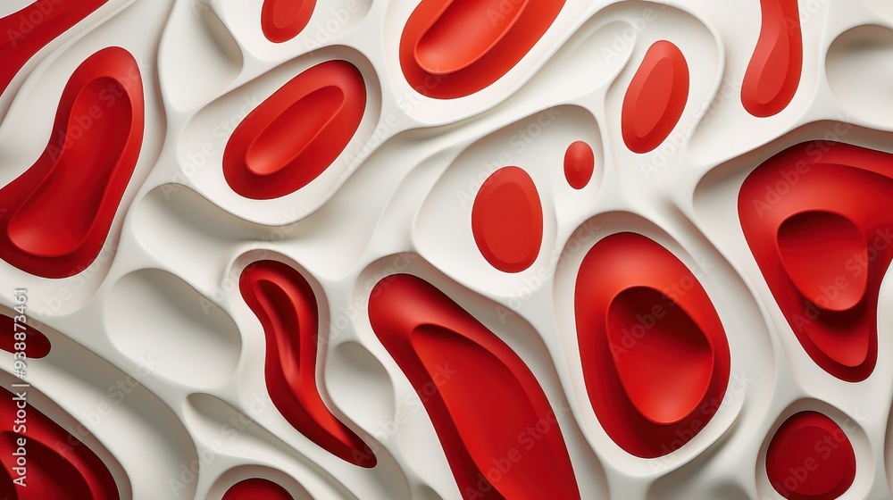 Abstract Red and White Organic Pattern: This intricate and captivating ...