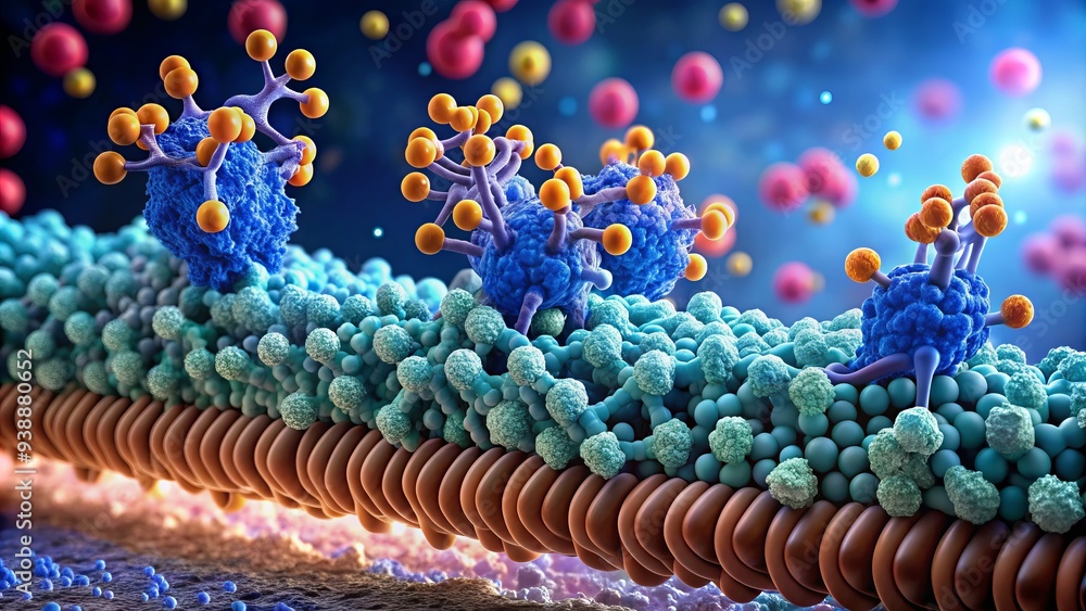 Close-Up Of Chemical Receptor Proteins On The Surface Of A Cell ...