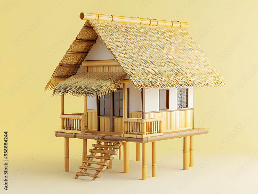 Isometric design of a Filipino bahay kubo Stock Illustration | Adobe Stock