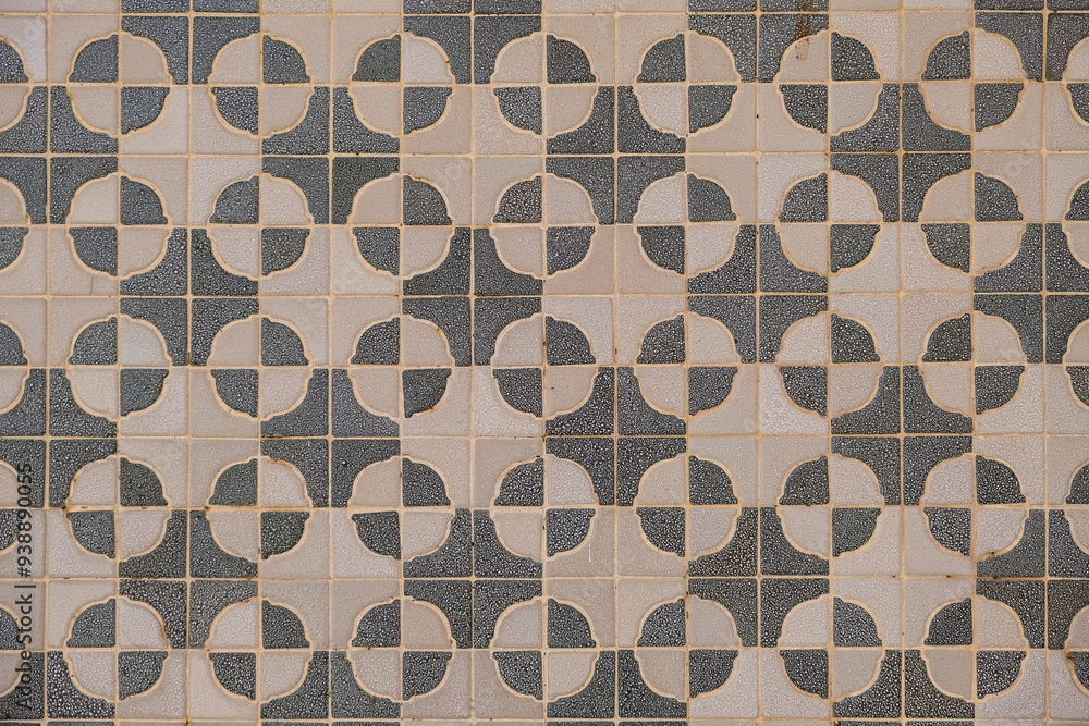 Vintage 1960s-90s Black, Gray and White Mosaic Tiles which found on the ...