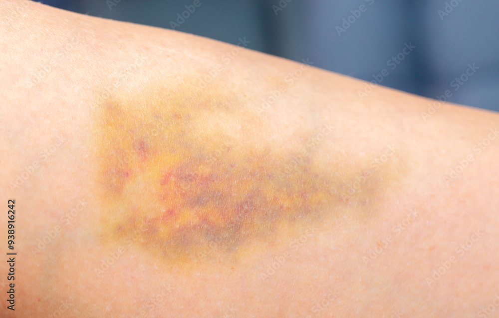 Bruises on the human body. Severe bruise from impact, bruising and ...