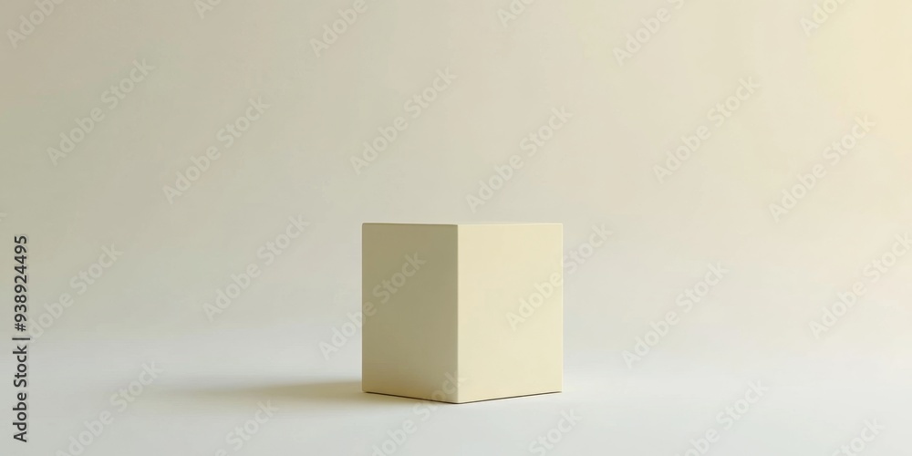 Minimalist Beige Blank Box Mockup on Abstract White Background: Elegant ...