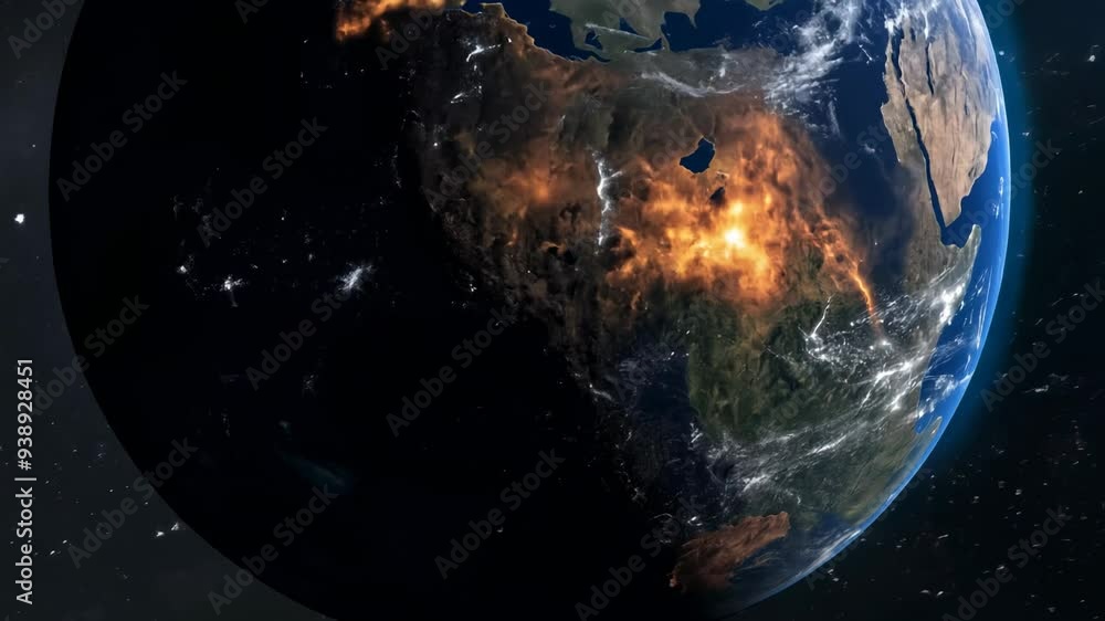 Planet Earth. View from high orbit. The curvature of our planet is ...