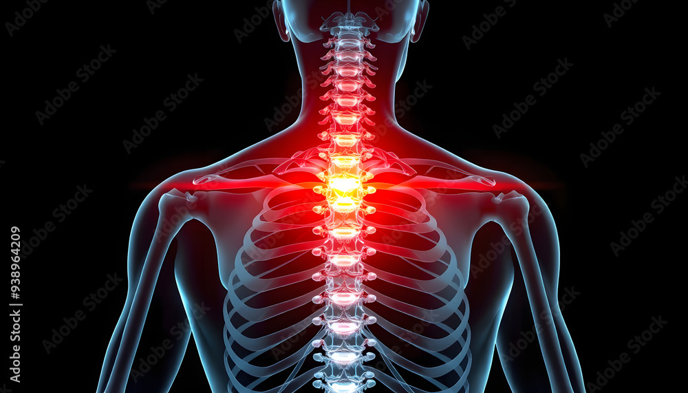 Human Skeleton Depicting the Spine and Neck, Back Pain, Neck Pain in X ...