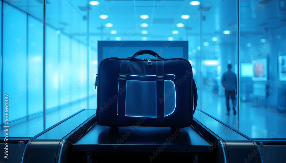 Scanned baggage on the x-ray scanner screen in the airport isolated ...
