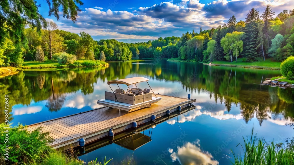 Soothing outdoor recreational therapy setting featuring a serene lake ...