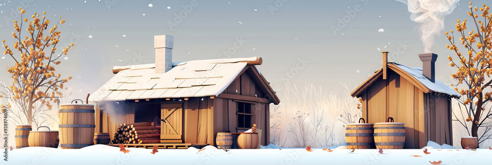 Maple Sugar Shack: A traditional sugar shack, with a wooden sap ...
