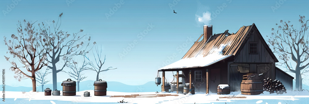 Maple Sugar Shack: A traditional sugar shack, with a wooden sap ...