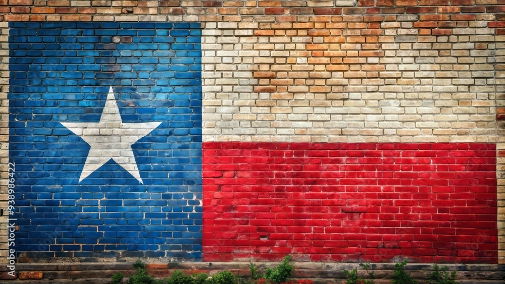 Vibrant mural of the Lone Star State flag's colors and iconic symbols ...