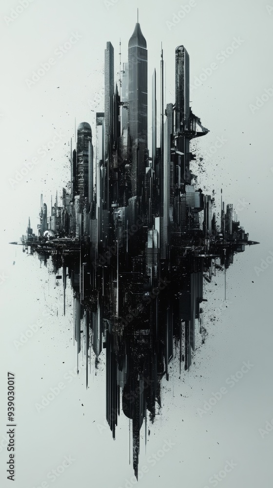 Futuristic quote art with words arranged in the form of a towering ...