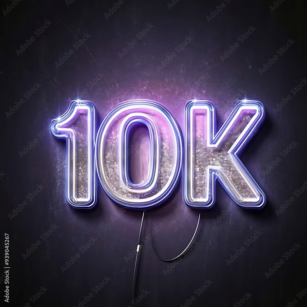 10k text effect 3d neon light background Stock Photo | Adobe Stock