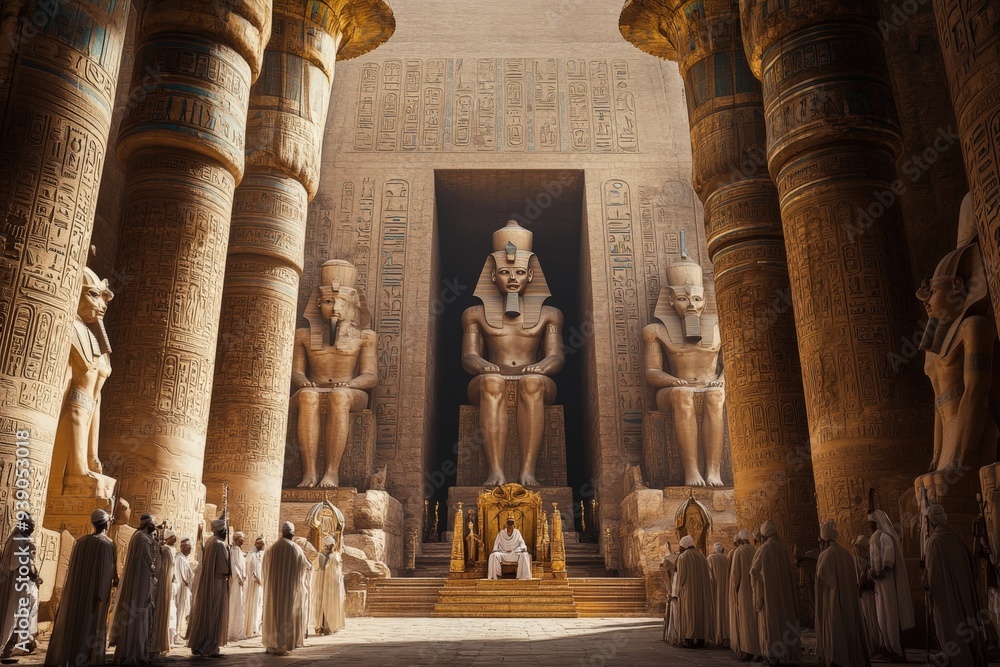 An intriguing depiction of an ancient Egyptian ceremony within a grand ...