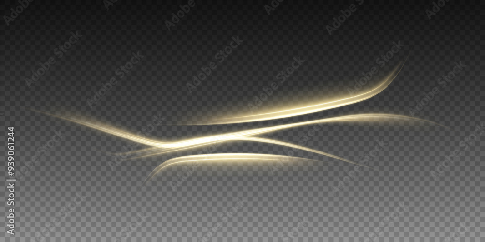 Vector png background with gold glowing lines. Gold glowing lines of ...