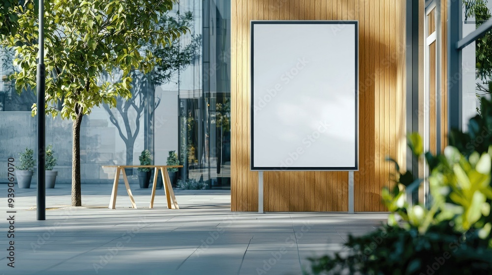 Detailed image of an empty storefront sign featuring a sturdy metal ...