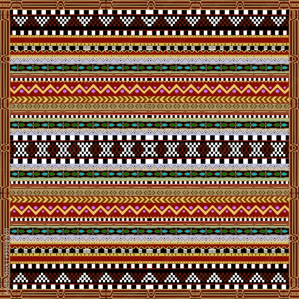 Arabian ethnic fabric pattern showcases a captivating blend of red ...