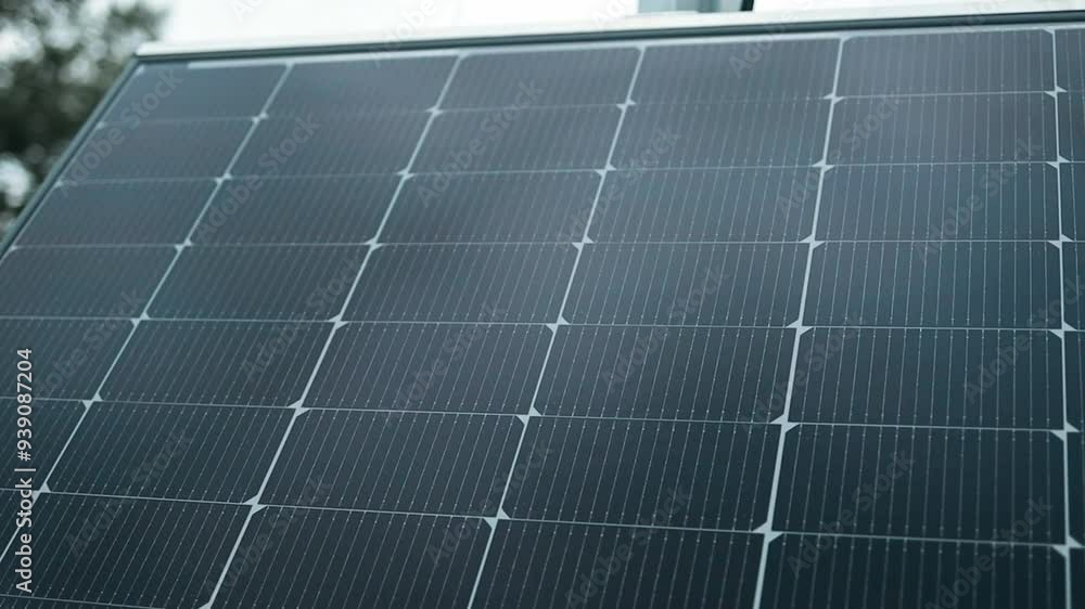 Close-up of Solar cell farm power plant eco technology.landscape of ...