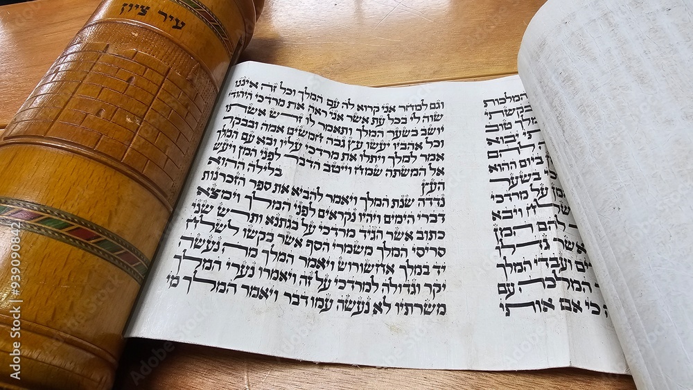 Scroll of Esther - Traditional Megillah hebrew jewish Purim Manuscript ...