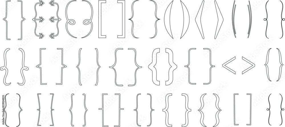 Bracket, braces symbols in various styles. brackets vector elements for ...