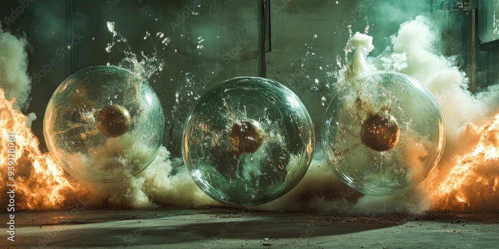 BACKGROUND IMAGE OF SUPER LARGE GLASS STINK BOMBS SMASHING ON THE FLOOR ...