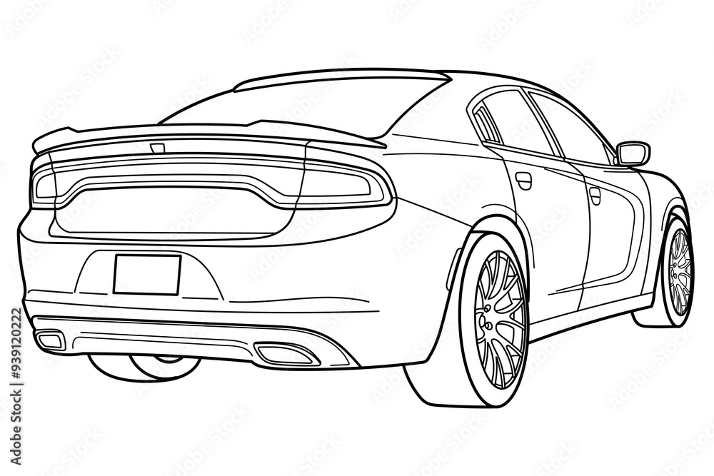 Ivano-Frankivsk, Ukraine - 18 June 2024: Outline drawing of a Dodge ...