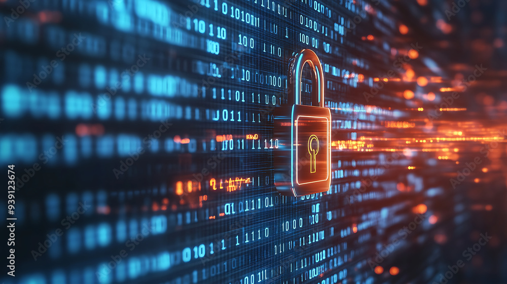 futuristic digital key unlocking a padlock on a virtual screen ... futuristic digital key unlocking a padlock on a virtual screen ...