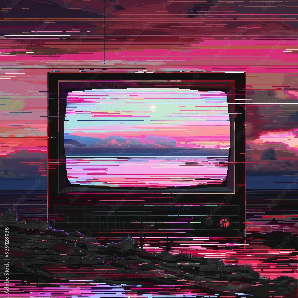 Pixelated Pixel Art with Glitch Effects and CRT Screen Textures ...