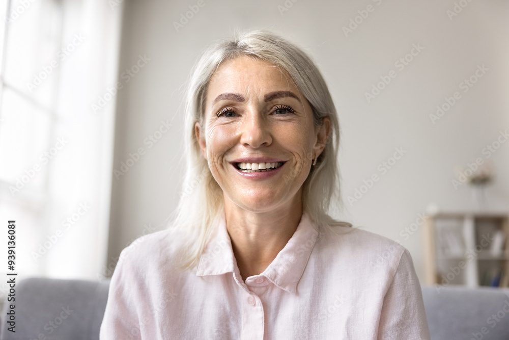 Video call participant profile picture. Head shot portrait middle-aged ...