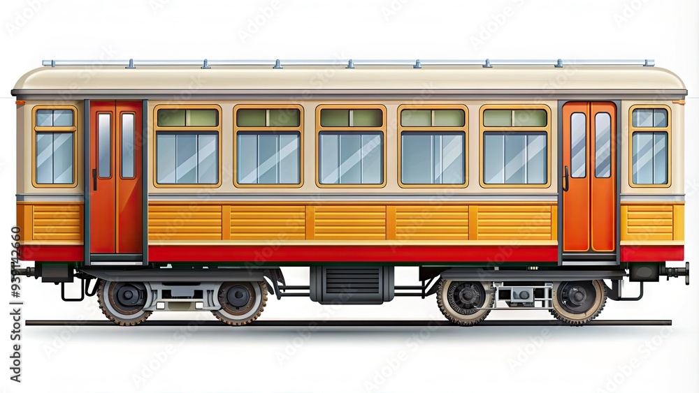 Illustrated vector railcar isolated on white background, showcasing ...