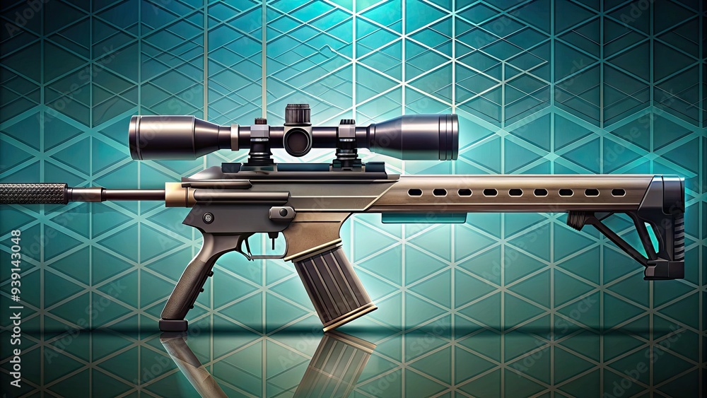 Illustration of a modern rifle with a high-precision scope and mounts ...