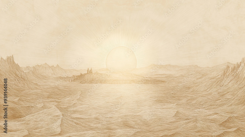 Biblical Illustration of Psalms 75: The Sun Rising Over a Vast ...