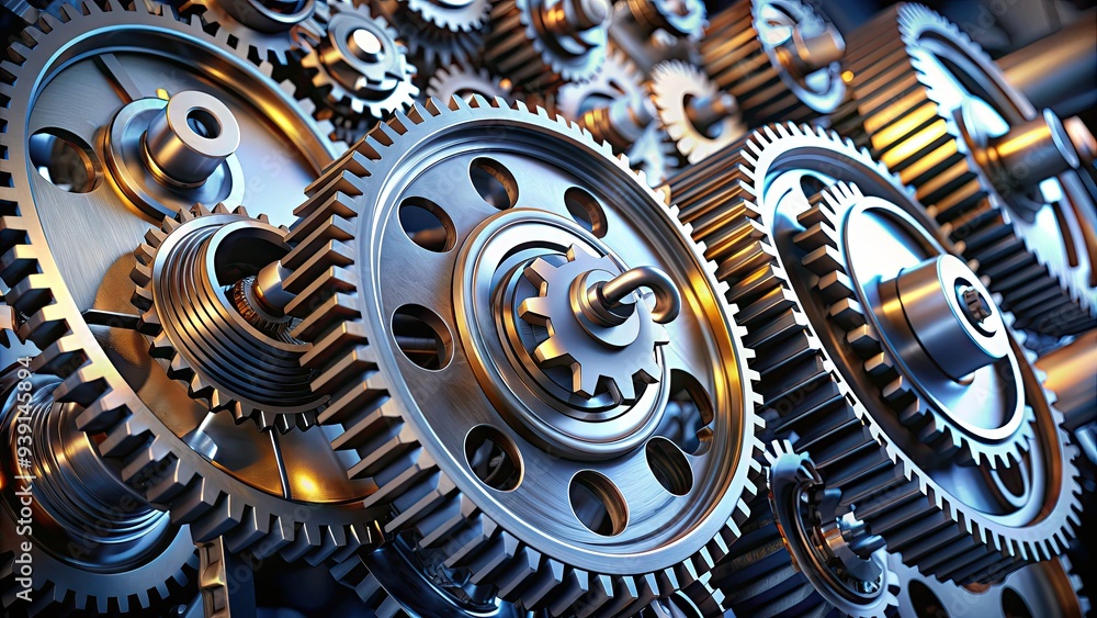 Intricate mechanical system of interlocking cogs, wheels, and gears in ...